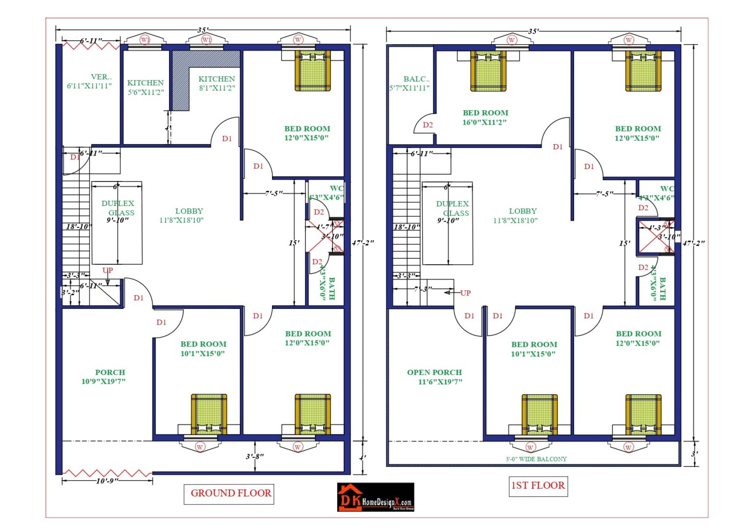 35X48 Modern House Design - DK Home DesignX