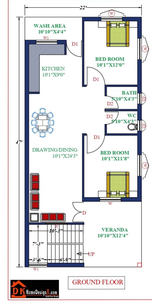 22X47 Modern House Design - DK Home DesignX