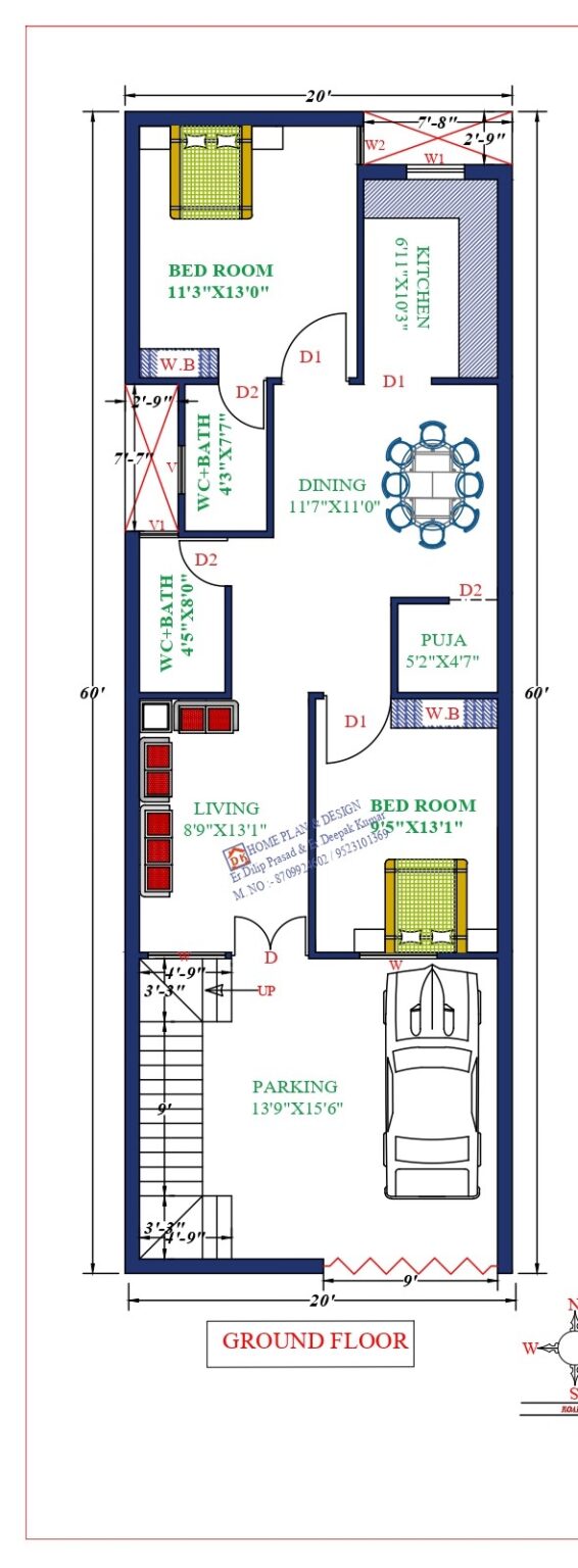 20X60 Affordable House Design - DK Home DesignX
