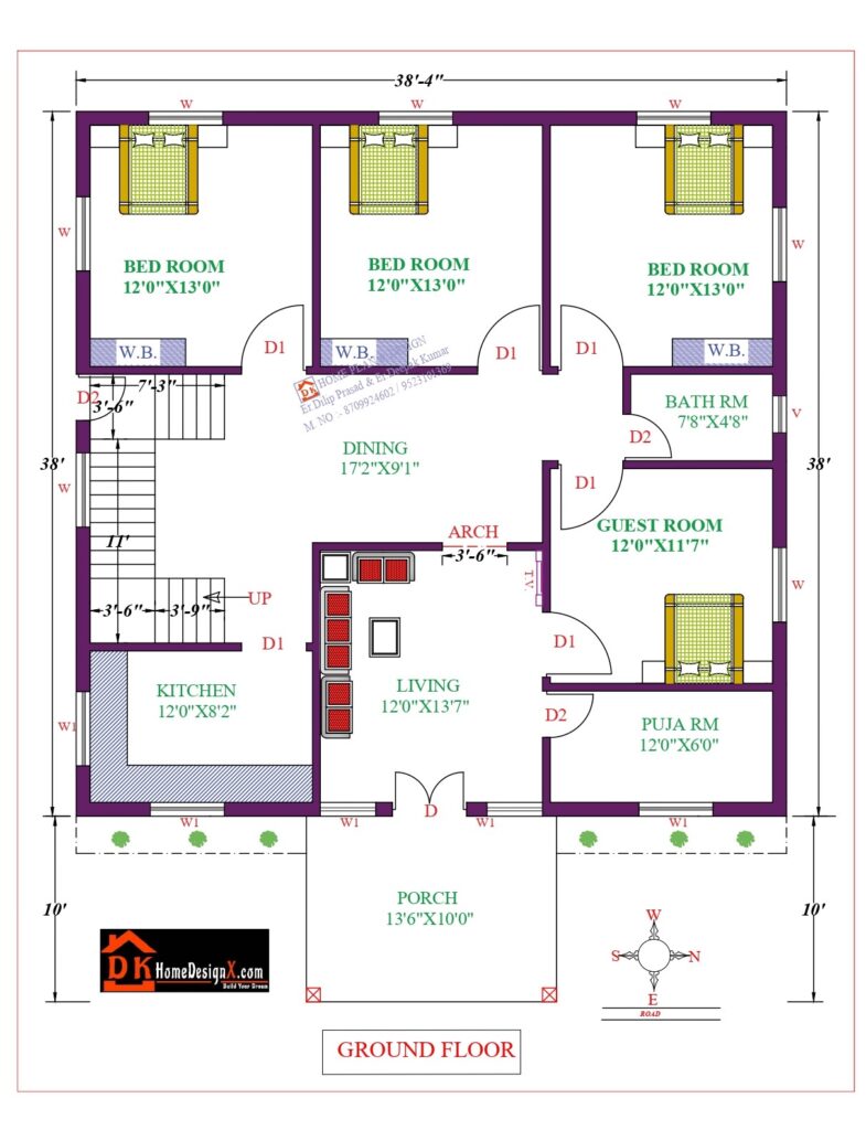 39X38 Affordable House Design - DK Home DesignX