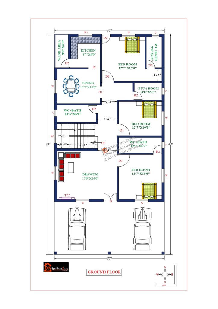 32X64 Affordable House Design - DK Home DesignX