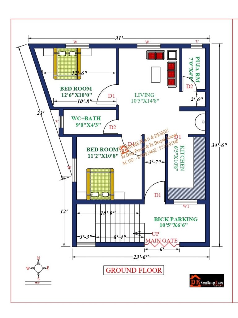 31X35 Affordable House Design - DK Home DesignX