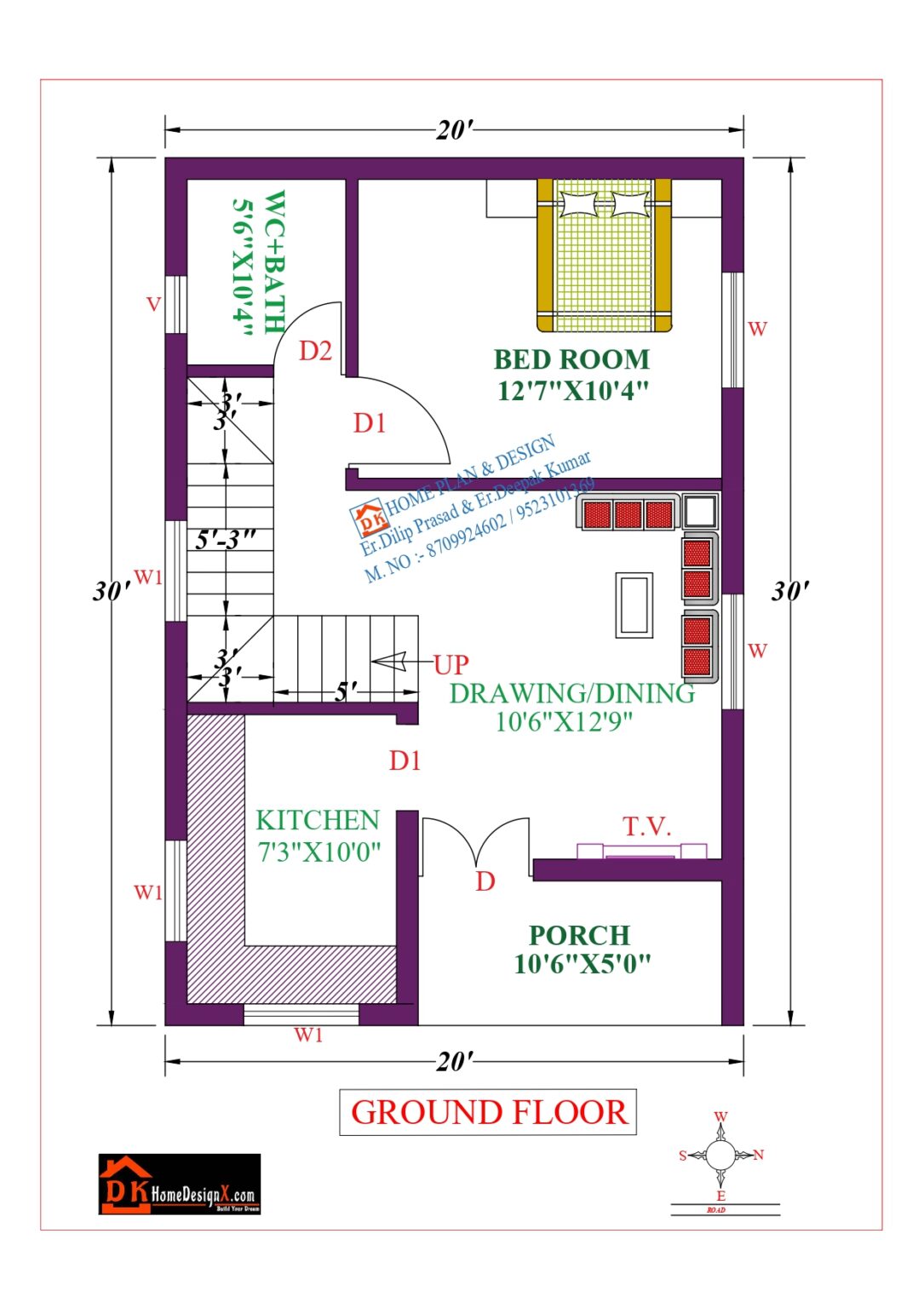 20X30 Affordable House Design - DK Home DesignX