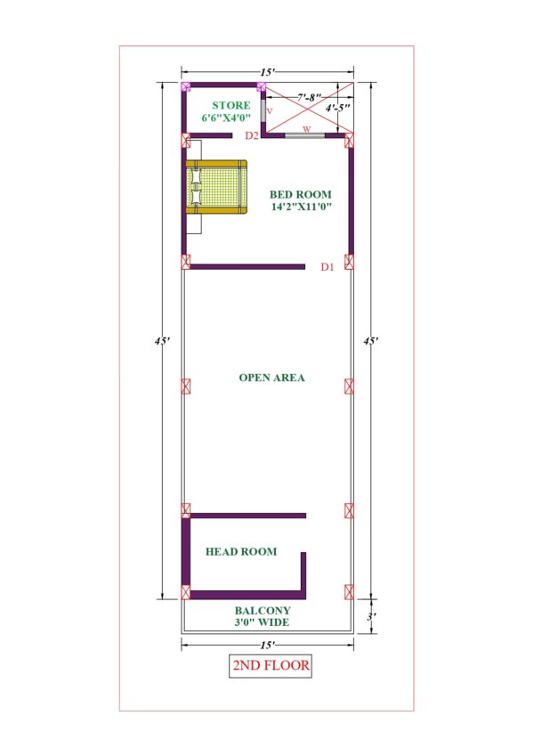 15X45 Affordable House Design - DK Home DesignX
