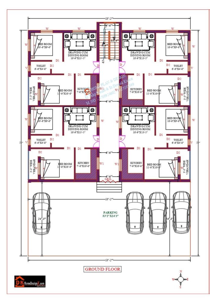 54X74 Affordable House Design - DK Home DesignX