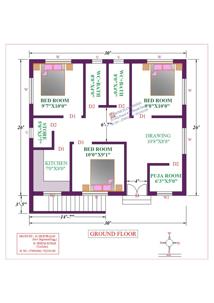 30X26 Affordable House Design - DK Home DesignX