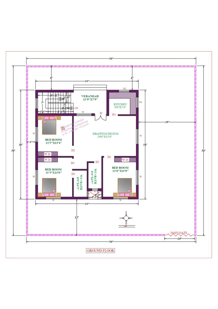 34X36 Affordable House Design - DK Home DesignX