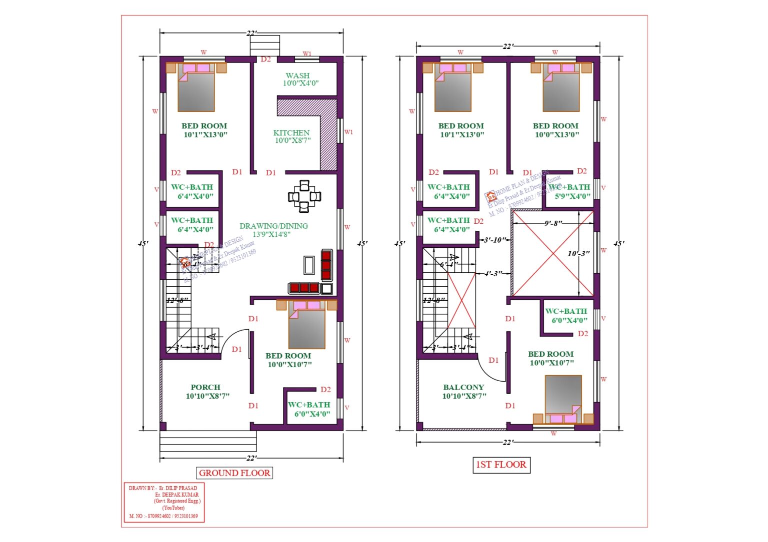 22X45 Affordable House Design - DK Home DesignX