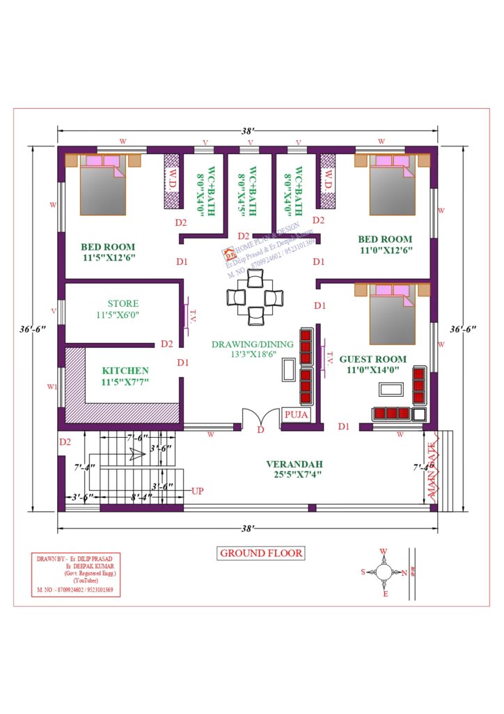 38X37 Affordable House Design - DK Home DesignX