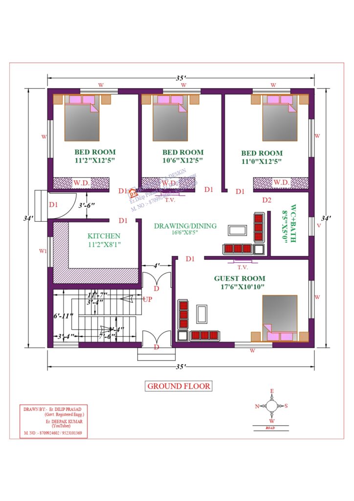 35X34 Affordable House Design - DK Home DesignX